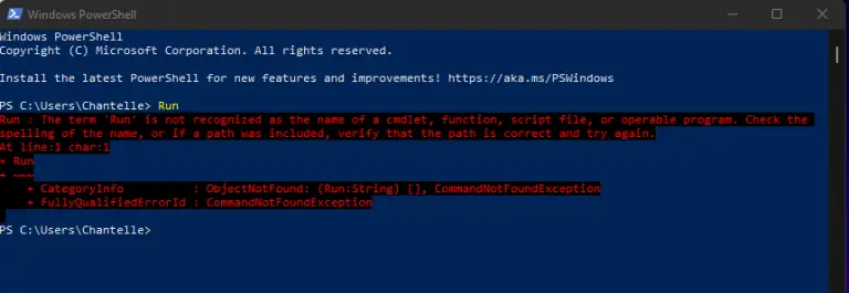 The Term Is Not Recognized As The Name Of A Cmdlet Function Script File Or Operable Program